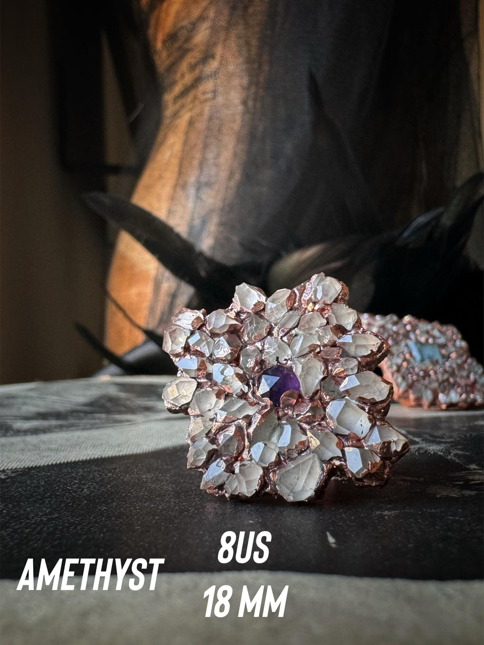 Rings with Herkimer pavé and colored center stone – Ebbijoux